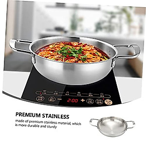 Yardwe 1pc Stainless Steel Soup Pot Stainless Steel Frying Pan Sauce Pan with Lid Korean Cookware Kitchen Deep Fryer Ramen Cooking Pot Metal Serving Platter Stainless Ramen Pot Silver