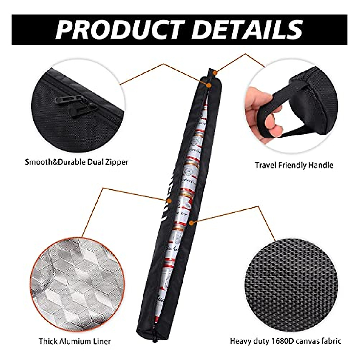 Beer Sleeve for Golf Bag, 7-Can Golf Beer Sleeve, Insulated Cooler Sleeve Holds Up to 7-Cans Beverages, Sling Cooler Fits Most Golf Bags Styles, Unique Golf Accessories Golf Gifts for Men