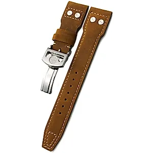 ILAZI 20mm 21mm 22mm Rivet Calfskin Watch Band Fit for IWC Watch Big IW5009 Spitfire IW3777 Le Petit Prince Mark Strap (Color : Crazy Horse Leather, Size : 22mm)