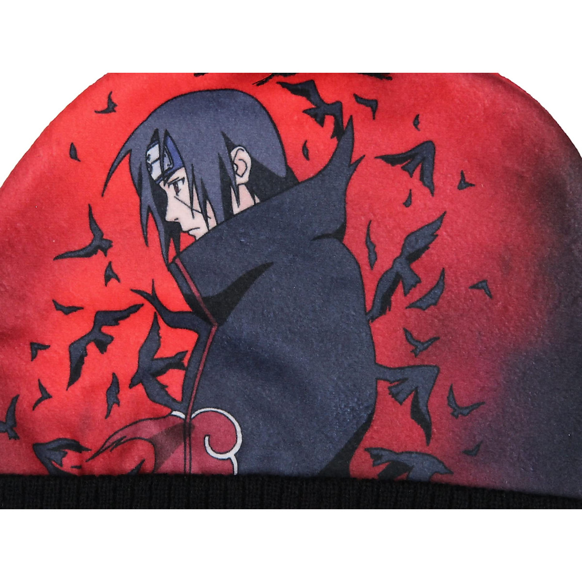 Bioworld Naruto Shippuden Itachi Akatsuki Shinobi Organization Cuffed Pom Beanie Hat Black