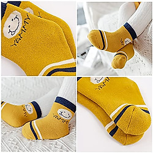 Fly love Toddler Winter Socks Kids Wool Hiking Socks Boys Girls Warm Thick Cotton Boot Crew Socks 5pairs (1-2 Year, Style C (4 Pairs))