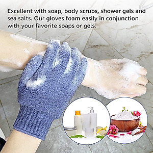 Evridwear Exfoliating Dual Texture Bath Gloves for Shower, Spa, Massage and Body Scrubs, Dead Skin Cell Remover, Gloves with Hanging Loop (1 Pair Heavy Glove)