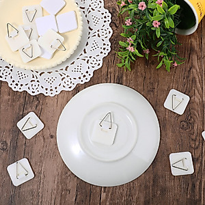 Gjinxi 15PCS Invisible Adhesive Plate Hangers, Wall Plate Hanger Display Holder, 1.25 Inches Vertical Plate Holders for The Wall Hooks, Picture Hanger Hanging Hooks for Decorative Plates and Wall Art