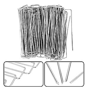 Garden Staples, 6" Stainless Steel Garden Pins, 100Pcs Ground Staples for Sticking on The Ground Securing Ground Cover