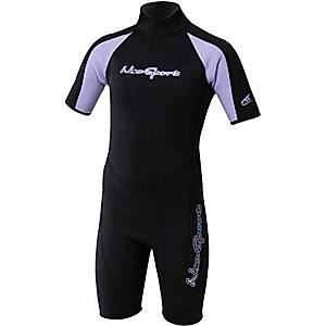 NeoSport Wetsuits Junior Premium Neoprene 2.5mm Junior Shorty, Blue Trim, 12 - Diving, Snorkeling & Wakeboarding