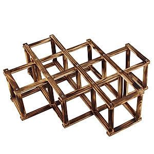 LI-GELISI Foldable Wood Wine Rack Wine Holder Storage Display Stand Wood 10-Bottle Wine Rack (Fire Color)