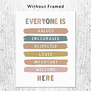 Everyone Is Welcome Here, Boho Classroom Decor, Classroom Poster, Educational, Diversity Sign, Back To School Welcome Sign, Inclusive Art Decor, Unframed (8X10 INCH) (8X10 INCH)