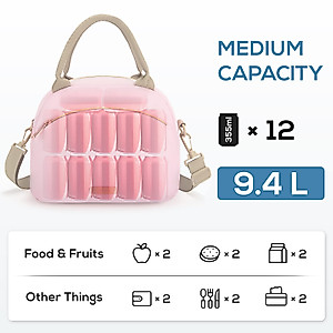 TOURIT Womens Insulated Lunch Bag Thermal Reusable Tote for Work Picnic, Hot Pink