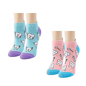 Zmart Dental Socks For Women Tooth Socks Teeth Socks Dentist Socks, Teeth Gifts Dental Assistant Appreciation Gifts Dentist Gifts Tooth Gifts Dental Hygiene Gifts
