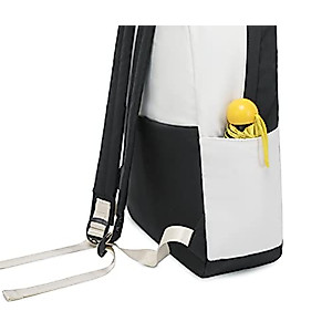 Teecho Backpack Purse for Women Student School Bag Cute Laptop Backpack for Youngsters White with Black