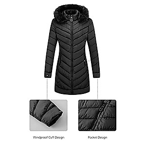 Bellivera Puffer Jacket Women,Lightweight Padding Bubble Hooded Coat with Fur Collar Warmth Outerwear 23707 Black XL