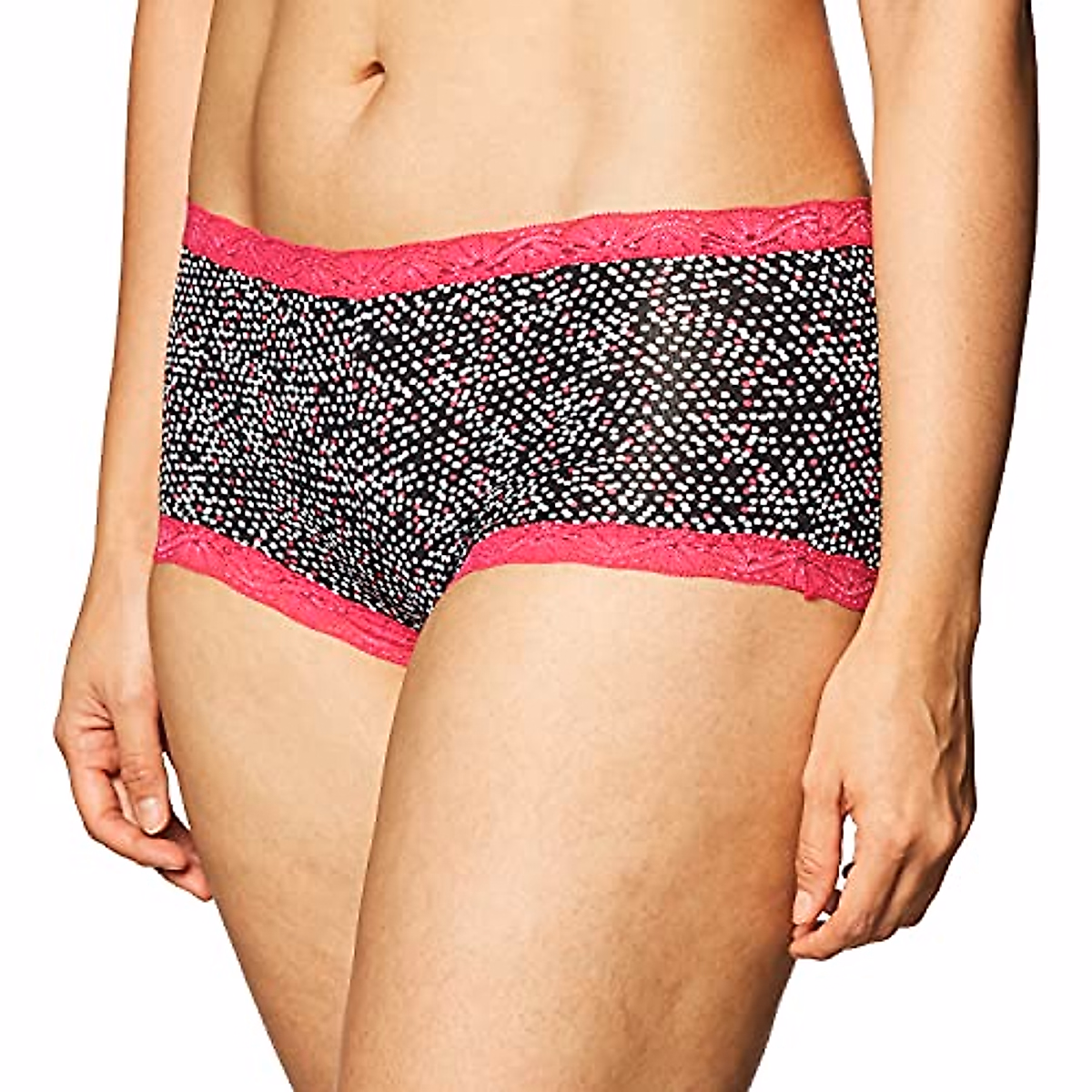 Maidenform womens Dream Cotton With Lace Boy Shorts Panties, Strawberry Dot Print/Wildstrawbe, XX-Large US