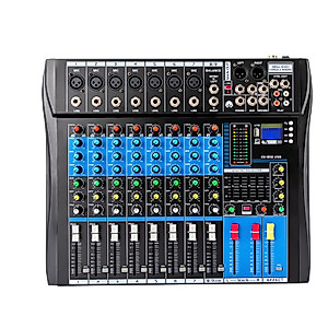 8 Channel DJ Digital Audio Mixer Live Studio Audio Sound Mixer Console Professional Sound Mixing Console for Home KTV Conferences Bars Stage Performances