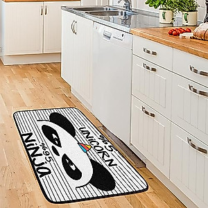 Gublec Cute Ninja Panda Kitchen Mats Cushioned Anti Fatigue Kitchen Rugs Non Slip Washable Floor Mats for Home Office Sink Laundry 39 x 20 Inch