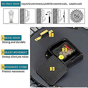 Karetto Modern 14 inch Metal Wall Clock Silver Dial with Arabic,Non-Ticking Silent Digital Black Drop Clock Home Decor for Bedroom,bedrooms Kitchen and Small Areas Space