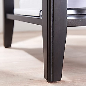 Leick Home Laurent 12 in. Narrow End Side Table, Solid Wood with Shelf, Black, 10505-BK