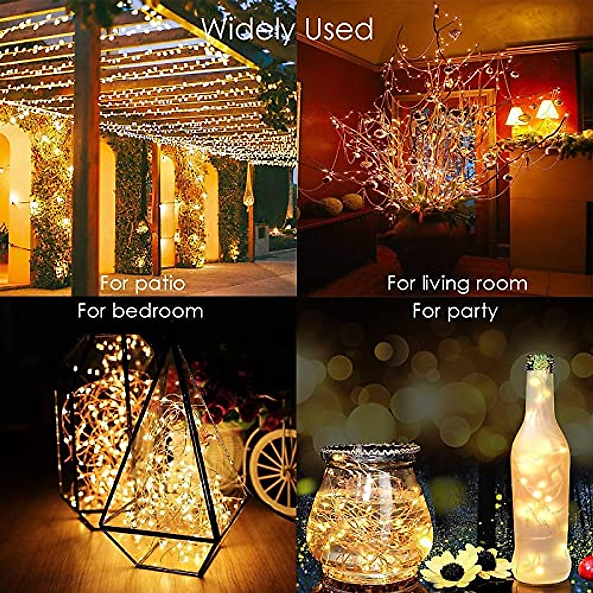 YYGB Solar String Lights Outdoor, 100 LED 10M Solar Garden Lights, Waterproof Copper Wire Solar Fairy Lights with 8 Modes, for Tree, Garden, Home, Wedding, Party