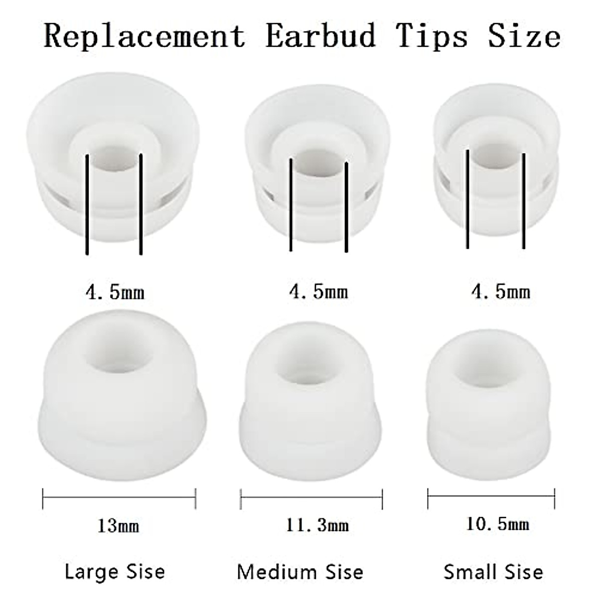 Double Flange Replacement Ear Tips Compatible with Beats Studio Buds and Beats Fit Pro,6 Pairs S/M/L Silicone Earbud Tips White