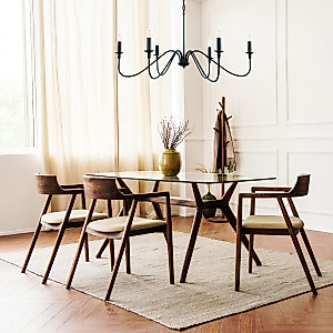 Black Chandelier,6-Light Rustic Industrial Iron Chandeliers for Dining Room Lighting Fixtures Hanging,Candle Hanging Hallway, Living Room, Foyer, Bedroom, Office, Bar,Island Lights