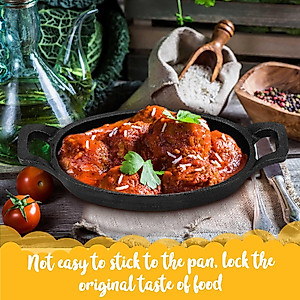 Uiifan 6 Pieces Mini Cast Iron Skillet 6 x 3.8'' Small Oval Skillets Cast Iron Cookware Set 8 oz Single Serve Dish Pans Mini Casserole Dish for Baking Roasting Cooking Grilling Cast Iron Ramekins