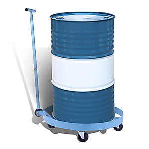 Wefrib 55 Gallon Drum Dolly 1000 Pound Drum Cart Multi Purpos Barrel Dolly Cart with Ajustable Handle Steel Frame Dolly with 4 Swivel Casters Wheel Non Tipping Hand Truck Capacity Dollies(Blue)