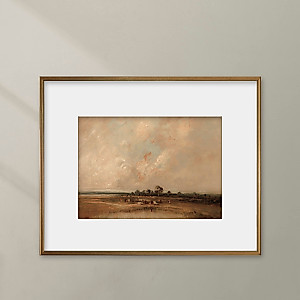 Coastal Marsh Landscape Print - Vintage Sunset Art, French Country Cloud Print - Unframed