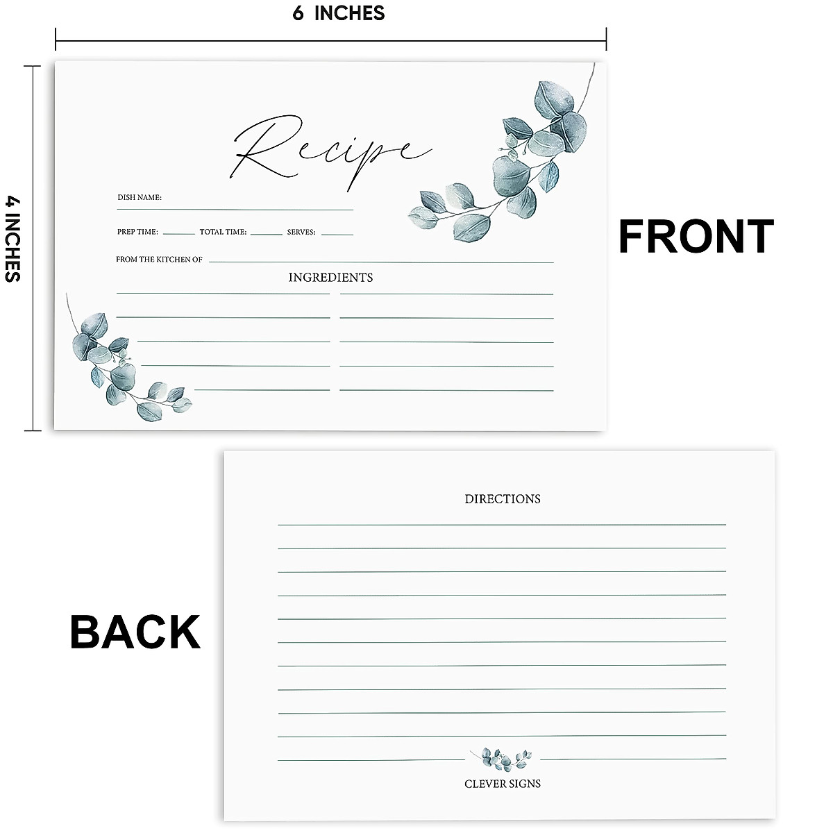 Premium Recipe Cards Double Sided- 4x6 Inches Thick Recipe Card with Plenty of Writing Space - Set of 50 Blank Recipe Cards - Ideal Recipe Cards for Bridal Shower, Weddings,Graduation and Mother's Day