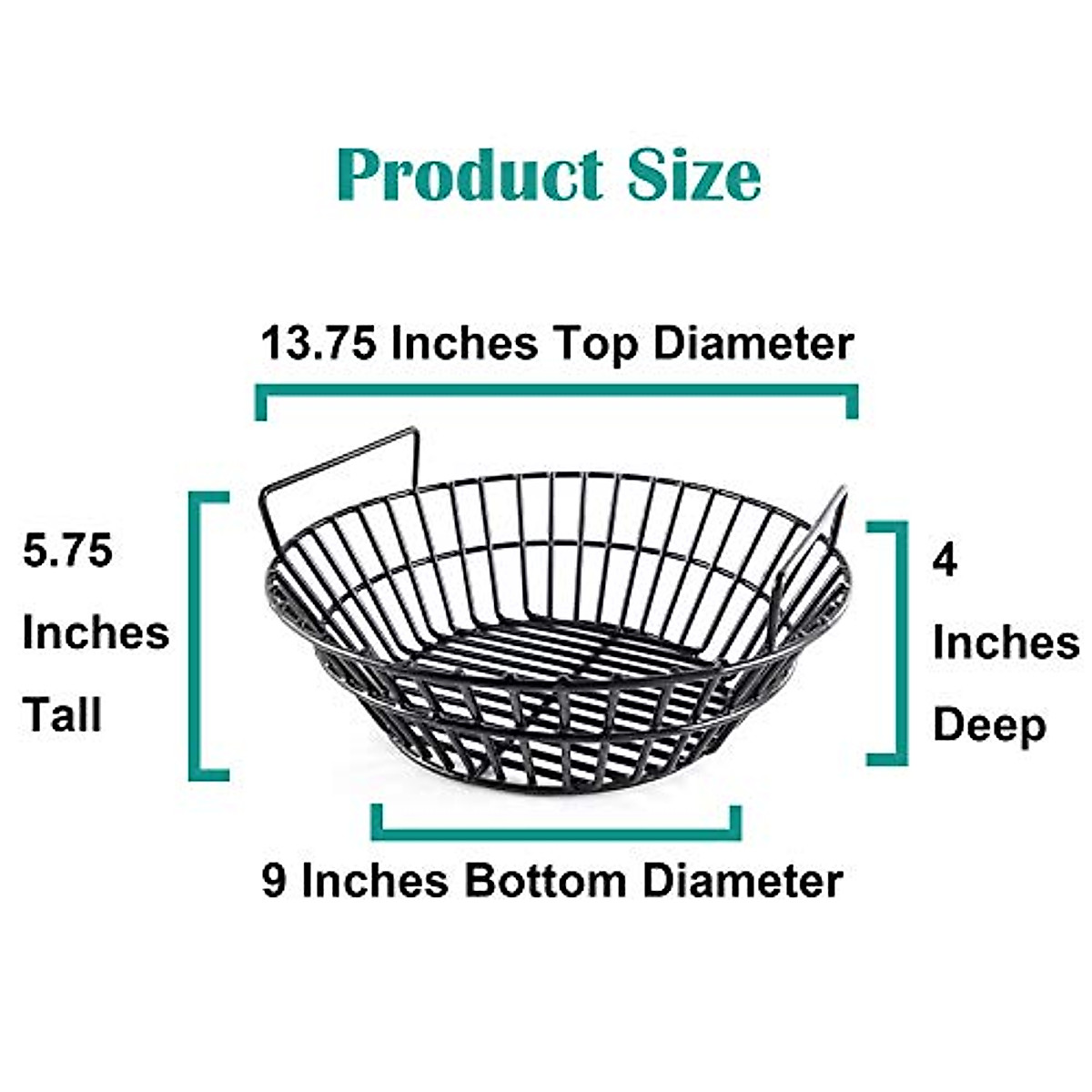 Charcoal Ash Basket for Large Big Green Egg Grill, Kamado Classic, Pit Boss, Louisiana Grills, Primo Kamado Grill and Large Grill Dome, Heavy Duty Porcelain Steel