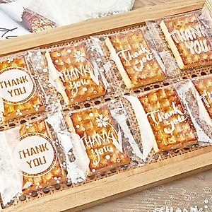 Jutieuo 4x4 Cellophane Bags Self Adhesive Thank You Cookie Bags (100-Count) Small Clear Gift Bags Individual Treat Bags for Packaging, Party Favor, Bake Sale, Gift Giving