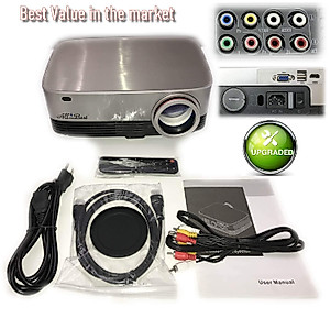 AllForBest Full HD LED, Native 1080P Projector, Support 4K,5500 Lux,Support 300” Display, HDMI VGA USB, Compatible with TV Box Xbox Playstation Laptop iPhone Android,Perfect for Home Theater & PPT