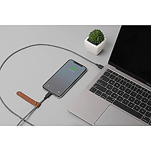Native Union Belt Cable USB-C to Lightning - 4ft Ultra-Strong Reinforced Charging Cable with Leather Strap [MFi Certified] Compatible with iPhone 14, iPhone 13 and Earlier (Zebra)