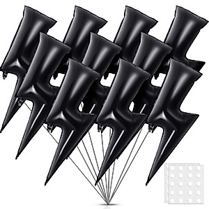 Deekin 10 Pcs Large Lightning Bolt 45 Inch Flash Balloons Foil Party Balloons Flash Birthday Party Supplies Lightning Bolt for Birthday Party Wedding Graduation Party Decorations(Black)