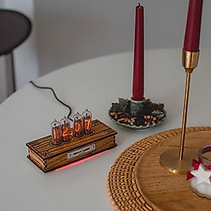 Authentic Nixie Tube Clock Bundle with Spare IN-14 Nixie Tube, Motion Temperature Humidity Sensors, Dual RGB LED Backlight, Alarm Clock, Visual Effects, Replaceable Nixie Tubes, Made in Ukraine