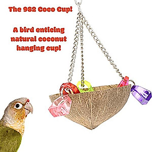 982 Coco Cup Bonka Bird Toys Natural Coconut Chew Grab Beak Parrot Parrotlet Budgie Finch Cockatiel Parakeet