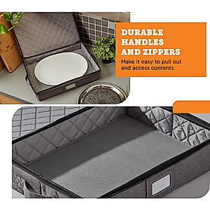 storageLAB China Storage Containers, Containers for Organizing, Hard Shell Case, Felt Plate Dividers, Moving Supplies, Storage Box, Wine, Dishes, Glasses Storage, Charger Plates Storage Containers