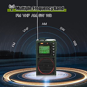 Retekess TR111 Shortwave Radio, Pocket Radio with Bluetooth, AM FM SW VHF WB Radio with APP Control, TF, Recording, Clock, Alarm, Sleep Timer, SOS, Flashlight