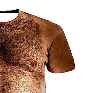 Novelty Tops for Mens Fashion 3D Muscle Printed T-Shirt 2023 Casual Summer Tees Short Sleeve Pullover Blouse for Men Brown