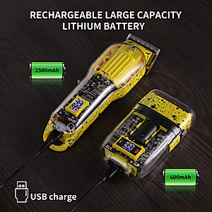 LOREAD Cordless Hair Clippers for Men and Shaver, Professional Electric Clippers, Rechargeable Barber Clippers Reciprocating Razor Shaver Set Transparent Hair Trimmer