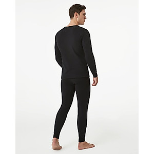 LAPASA Men's Ultra Heavyweight Thermal Underwear Set Extreme Cold Weather Base Layer Top Bottom Fleece Lined Long Johns M63 Large Black