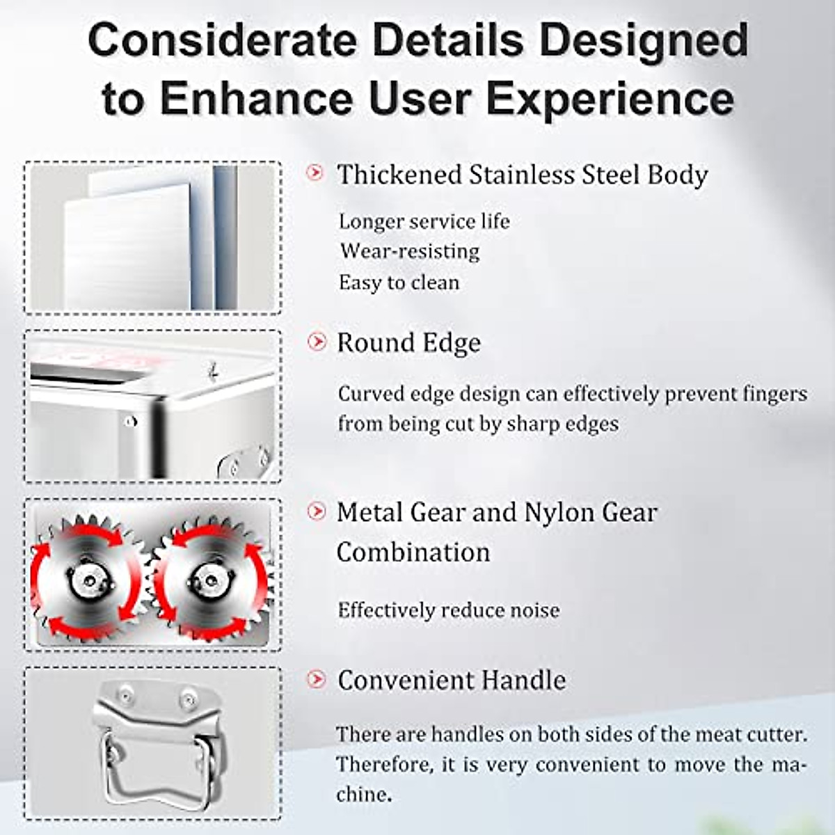AI XUAN Commercial Meat Cutter Machine, Stainless Steel Restaurant Food Cutter, Meat Cutting Slicer, 330LBS/H 850W(Meat Thickness: 3.5mm)