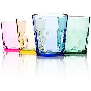 SCANDINOVIA - 8 oz Unbreakable Premium Juice Glasses - Set of 4 - Tritan Plastic Tumbler Cups - Perfect for Gifts - BPA Free - Dishwasher Safe - Stackable (Assorted Colors)