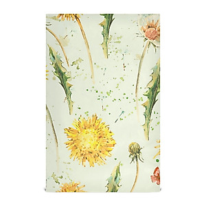Jihqo Yellow Dandelion Dish Towels for Kitchen Soft Tea Towel Set of 4 Absorbent Dishcloths Hand Towels for Drying Dish Cloths 28" x 18"