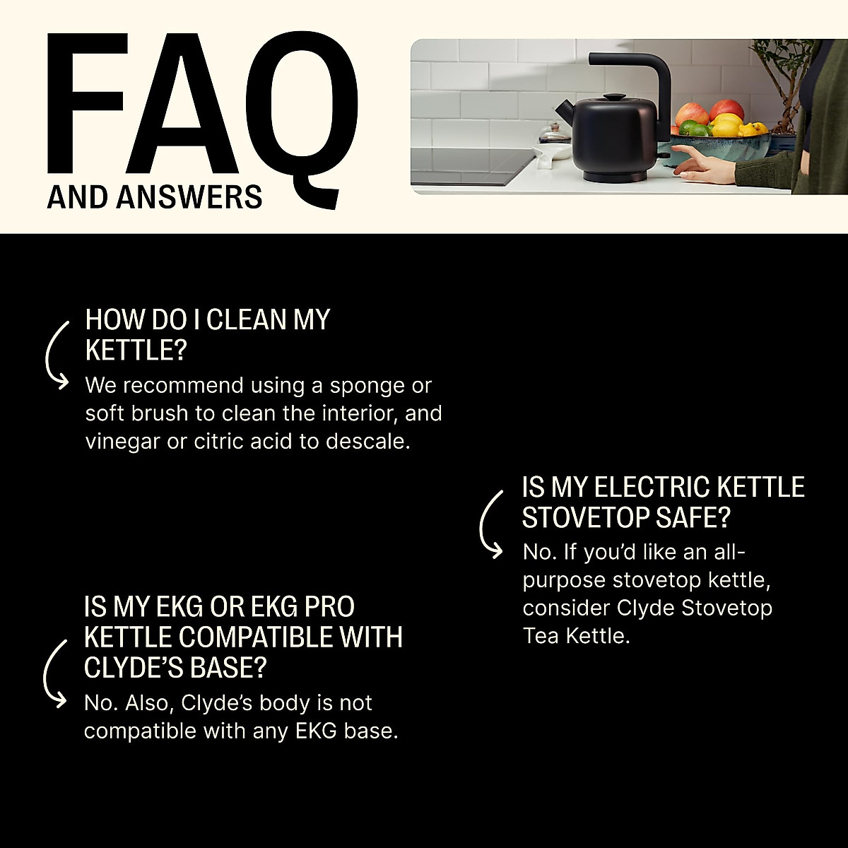 Fellow Electric Clyde Kettle - 1.5 Liter Capacity - Modern Twist On Stovetop Design, All-Purpose, Stainless Steel - Warm Water for Ramen, Oatmeal, Tea, Coffee & more - Large Capacity