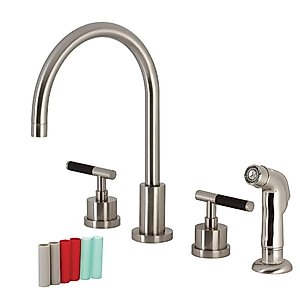 Kingston Brass KS8728CKL Kaiser Widespread Kitchen Faucet with Plastic Sprayer, Brushed Nickel
