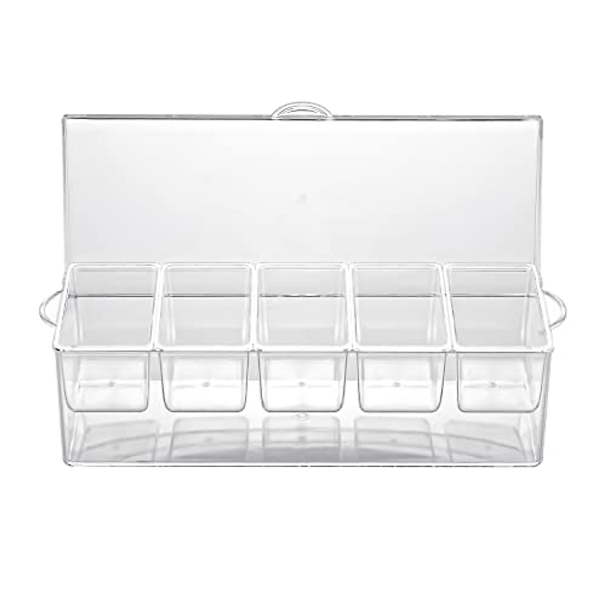 IVYHOME Chilled Condiment Server | Clear Icy Condiment Bar | Chilled Condiment Tray with Lid and 5 Removable Compartments