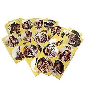 Alice in Wonderland Sticker Labels - Vintage Envelope Seal and Party Favor Collection - Set of 50