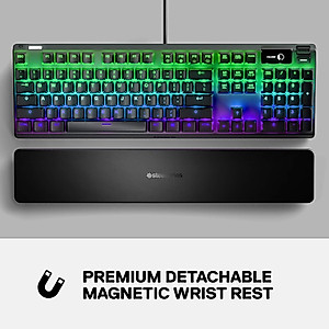 SteelSeries Apex 7 Mechanical Gaming Keyboard – OLED Smart Display – USB Passthrough and Media Controls – Linear and Quiet – RGB Backlit (Red Switch) (Renewed)