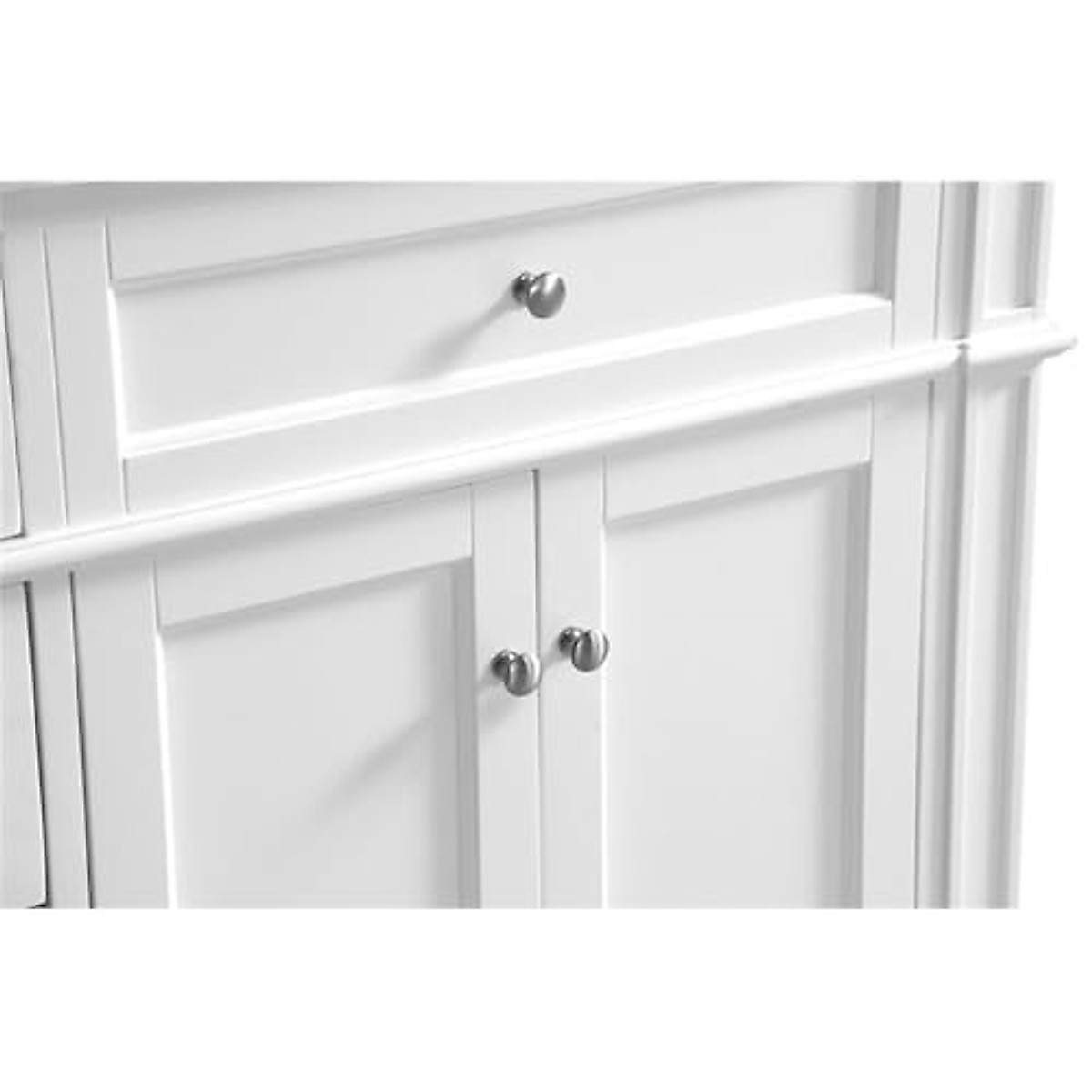 Elegant Kitchen and Bath 60 inch Double Bathroom Vanity Cabinet Set with White Marble Countertop - White