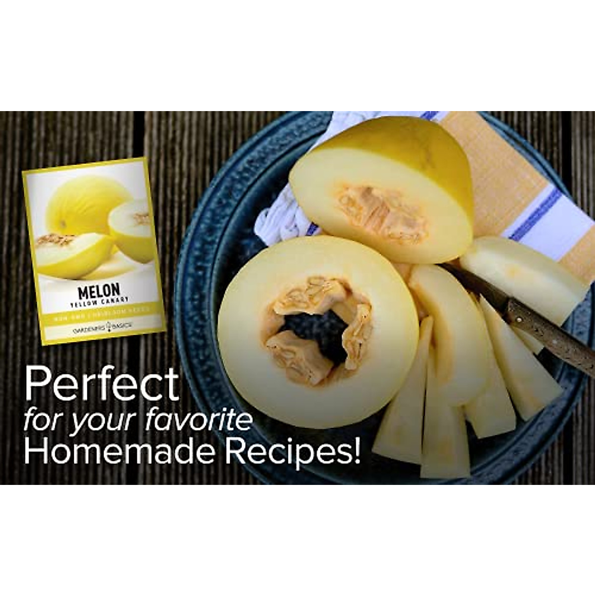 Yellow Canary Melon Seeds for Planting Heirloom, Non-GMO Vegetable Variety- 2 Grams Seed Great for Summer Melon Gardens by Gardeners Basics