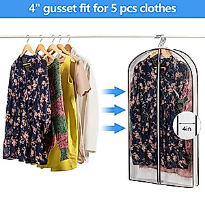 Mskitchen Hanging Clothes Bag with 4" Gusseted Garment Bag (Set of 3) for Storage Suit Bag for Closet Clear Garment Bags Dress Covers Garment Bags for Suits, Sweaters, Shirts - 24'' x 40"x4''/ 3 Pack